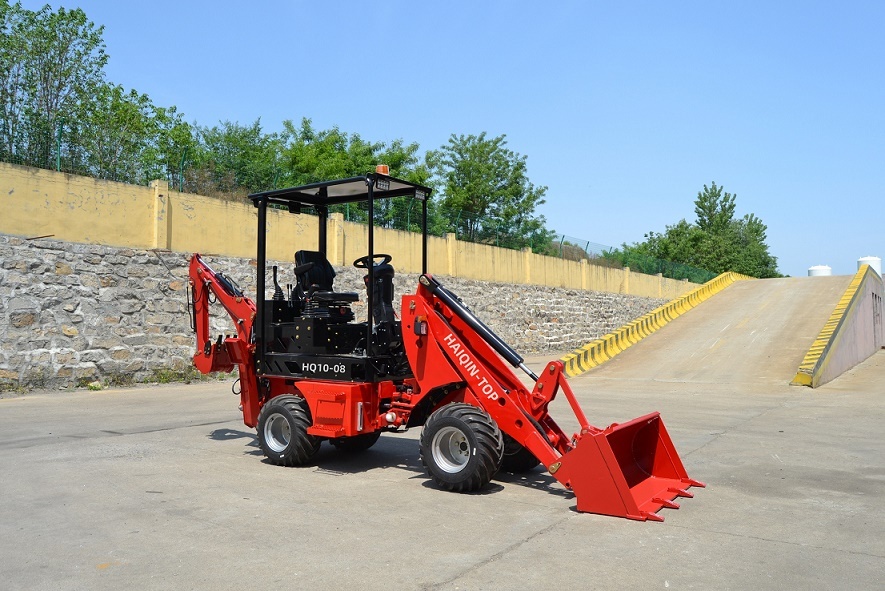 Mini backhoe loader HQ10-08 with Euro 5 engine, mini backhoe with CE